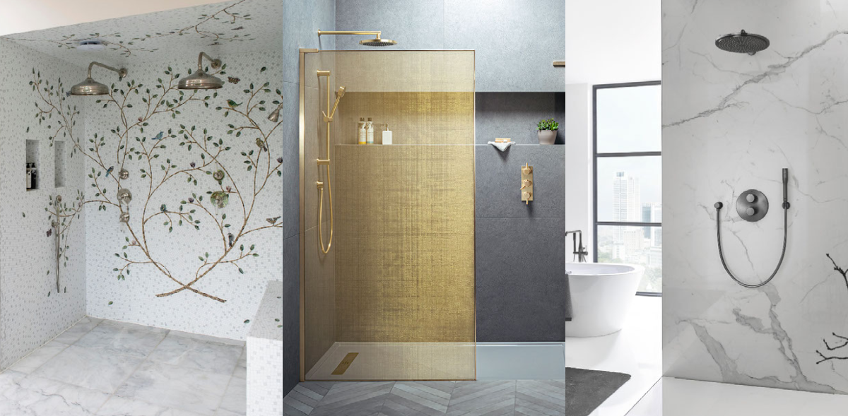 All you need in a wetroom: Rainfall shower, tiles, storage & more